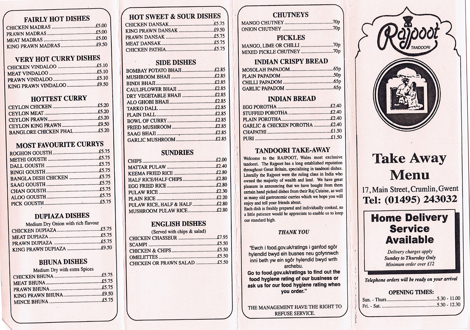 Raj Poot Tandoori - Main Street - Newport - NP11 4QD